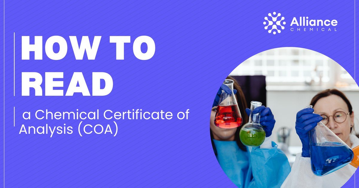 Certificate of Analysis (COA) for Every Alliance Chemical Product ...